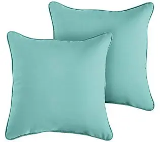 WILLOW SHORE Set Of 2 Sunbrella Canvas Indoor/outdoor Square Pillows