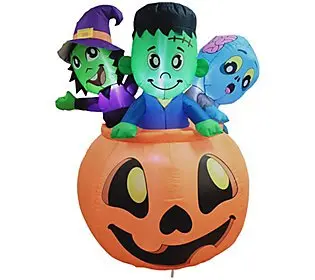 JOIEDOMI 5 Ft Three Characters On Pumpkin Infla Able