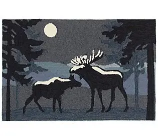 LIORA MANNE Frontporch Moonlit Moose Rug 24' X 6