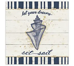COURTSIDE MARKET Calm Seas Iii Gold Rope Border 30x30 Canvas