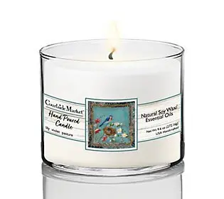 COURTSIDE MARKET Feather Chic I Circular Candle Glass 9.6 Oz