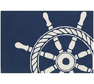 LIORA MANNE Frontporch Ship Wheel In/out Rug Na Vy 20'x30