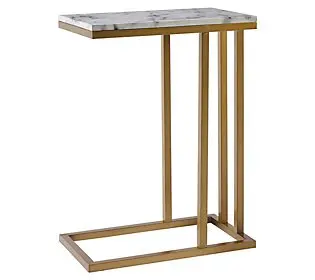 TEAMSON Marmo C Shape Table Faux Marble/ Brass