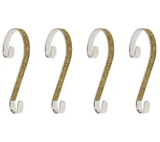 HAUTE DECOR Set Of 4 Glitter Embossed Stocking Scrolls