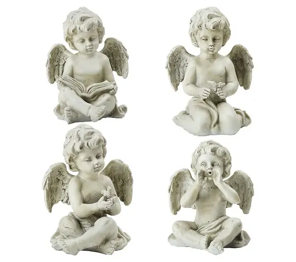 NORTHLIGHT Decorative Cherub Angel Garden Statues Set Of 4