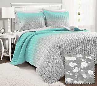 LUSH DECOR Lush Home Glitter Ombre Metallic Print Full/qn Uilt