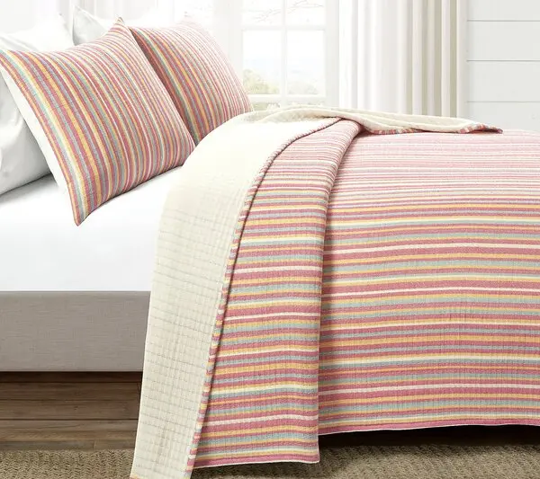 LUSH DECOR Tracy Stripe Pick Stitch Kantha Yarn Dyed Cotto N Woven Kg Qt