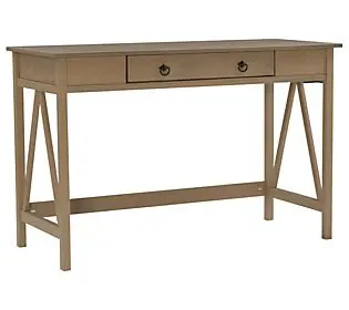 LINON Home Hollis Driftwood Home Office Desk W/ Wide Drawer