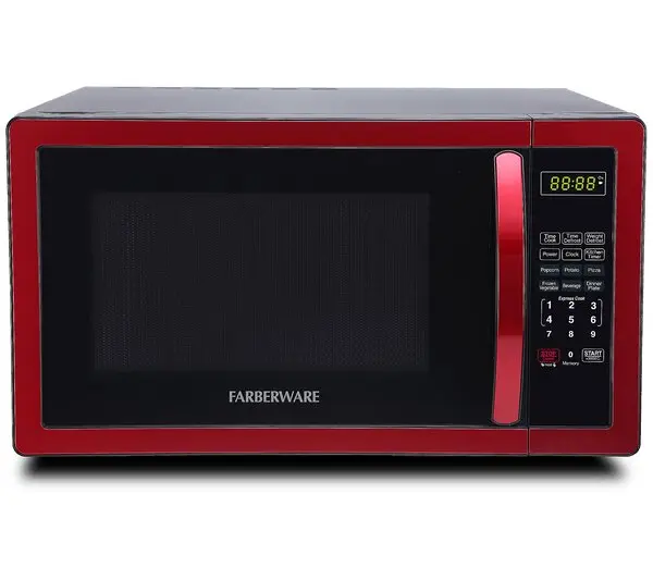 FARBERWARE Classic 1.1 Cubic Foot Microwave Oven- Metallic Re
