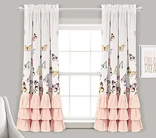 LUSH DECOR Flutter Butterfly 52x63 Window Panel Pair Lu Sh Decor