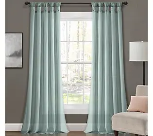 LUSH DECOR Burlap Knotted Tab Top Window Panels Set Lus H Decor