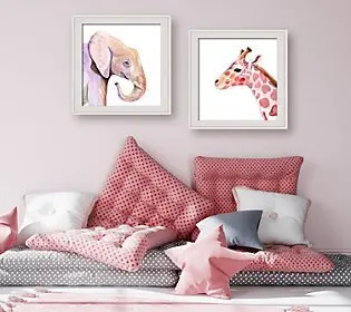 COURTSIDE MARKET Baby Elephant 16' X 16' Framed Art Set