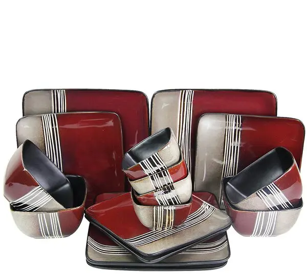 ELAMA Downtown Loft 16-piece Double Bowl Dinner Ware Set