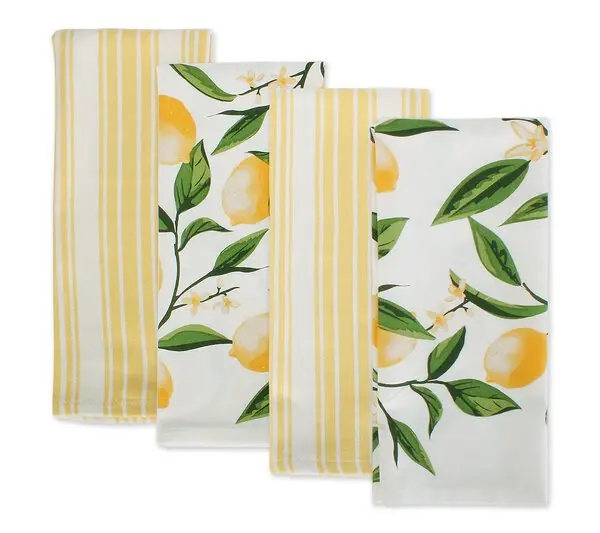 DESIGN IMPORTS Lemon Bliss Kitchen Towels, Setof 4