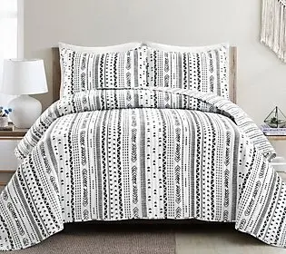 LUSH DECOR Hygge Stripe 3pc Full/queen Quilt Set Lush D Ecor