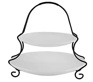 Gibson Gracious Dining 2 Tiered Serving Set With Metalrack