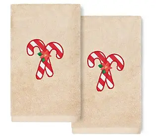 LINUM HOME TEXTILES Christmas Candy Canes 2-pie Ce Hand Towels