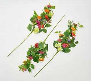 VALERIE PARR HILL Set Of 3 Zinnia And Hydrangea Bloom Sprays -valerie