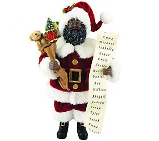 SANTA'S WORKSHOP 12' African American Santa With List By