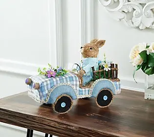 VALERIE PARR HILL Sisal Bunny Driving Plaid Car Valerie
