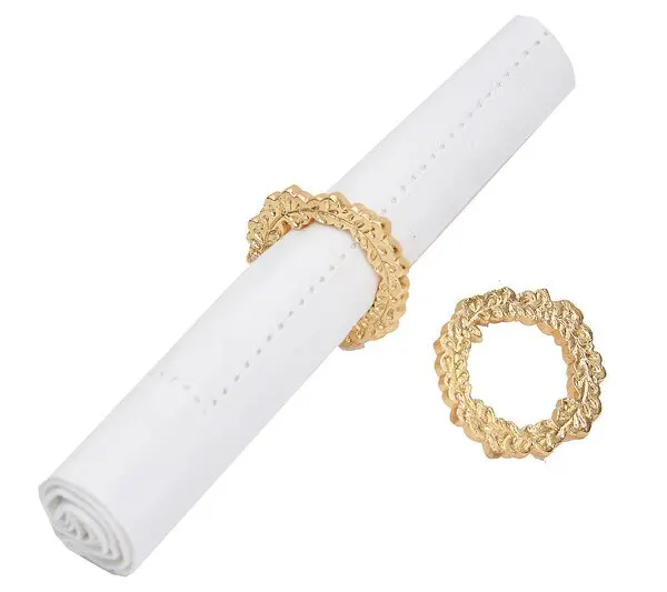 VALERIE PARR HILL Golden Wreath Napkin Ring Set Of 6 Valerie