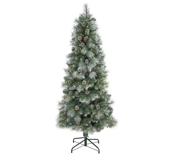 NEARLY NATURAL 6' Lit Frosted Mountain Pine Christmas Tree Arly Natural