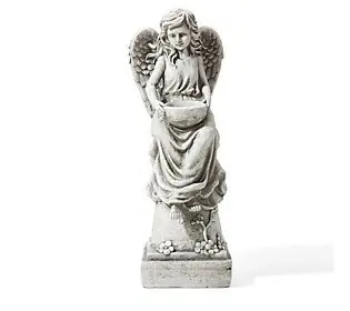 GLITZHOME Glorious Angel Lawn Garden Statue Wit H Bird Feeder