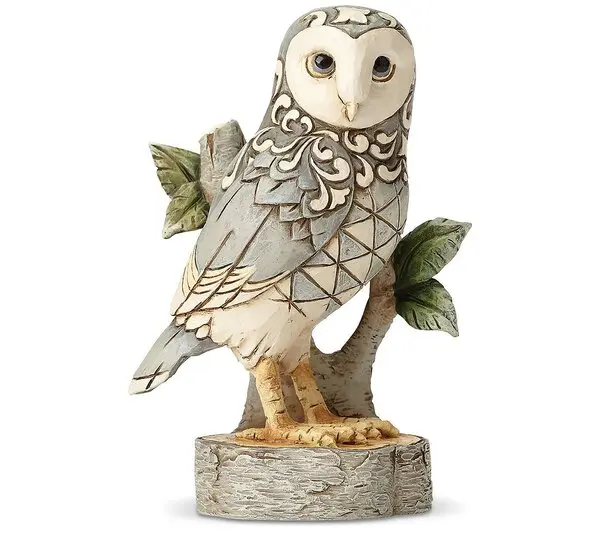 JIM SHORE White Woodland Owl On Branch