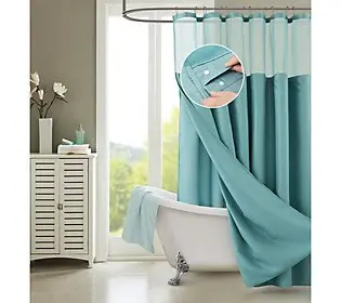 SPA 251 Dainty Home Waffle Shower Curtain With Detachab Le Liner