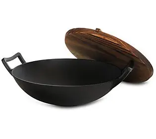 Gibson General Store 14' Heavy Duty Cast Iron Wok With Wood Lid