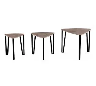 LAVISH HOME Nesting Tables-set Of 3, Modern Woo Dgrain Look