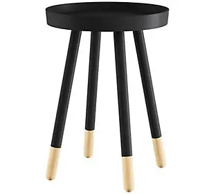 LAVISH HOME Round Two-tone End Table With Tray Op