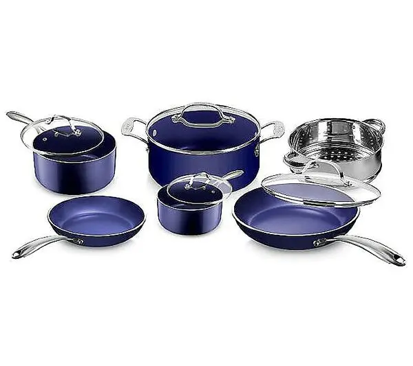 GRANITESTONE Blue 10-piece Non-stick Cookware S Et