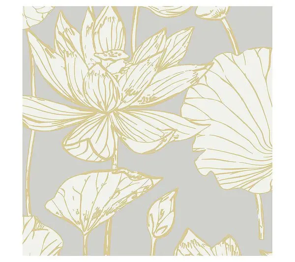 SEABROOK DESIGNS Water Lily Floral Unpasted Wal Lpaper