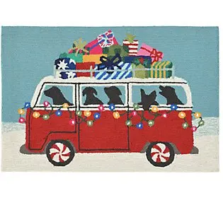 LIORA MANNE Frontporch Happy Howlidays Rug Red 0' X 48