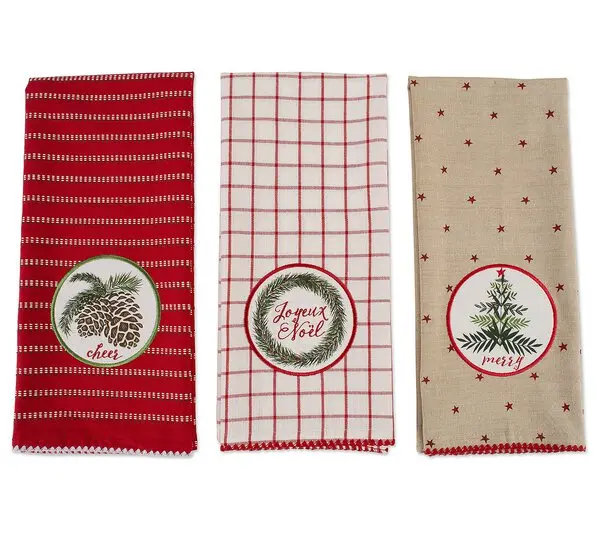 DESIGN IMPORTS Assorted Noel Kitchen Towel Set 3