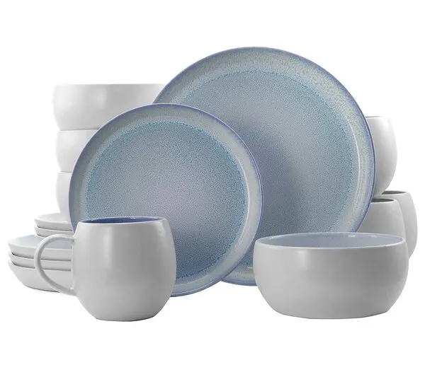 ELAMA Mocha 16 Piece Stoneware Dinnerware Set