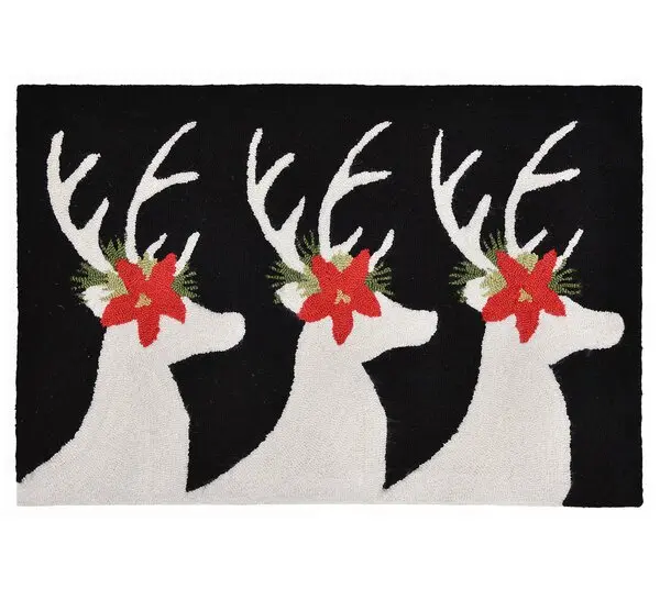 LIORA MANNE Frontporch Reindeer Rug Black 30' 48