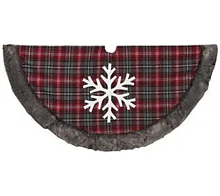 GERSON INTERNATIONAL 50-in D Buffalo Plaid Tree Skirt W/snowflake Gerson Co