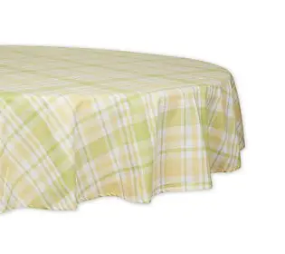 DESIGN IMPORTS 70' Round Lemon Bliss Plaid Tabl Ecloth