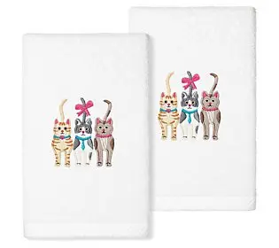 LINUM HOME TEXTILES Set Of 2 'cats' Embroidere D Hand Towels