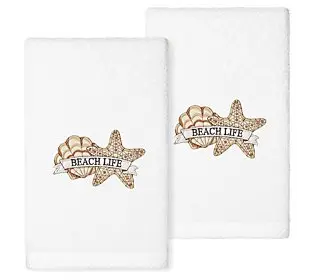 LINUM HOME TEXTILES Beach Life Embroidered 2-pchand Towel Set