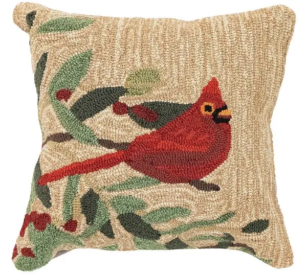 LIORA MANNE Frontporch Cardinal W/berries Pillow Ntrl 18