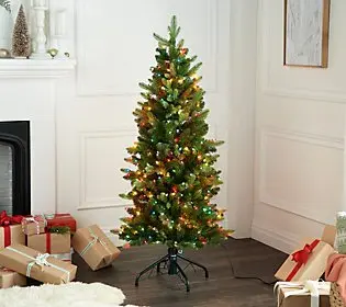 BETHLEHEM LIGHTS 5' Green Overlit Slimspruce Tree