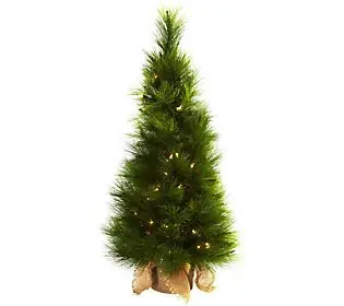 NEARLY NATURAL 3' Lit Christmas Tree In Burlap Bag Nearly N Atural