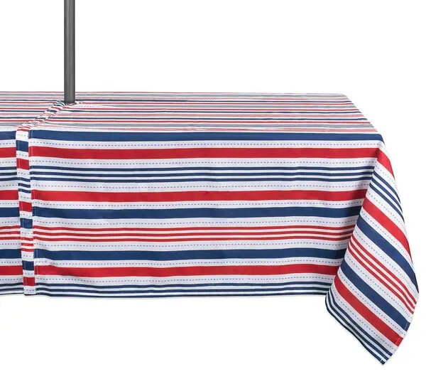 DESIGN IMPORTS Patriotic Stripe Tablecloth W/ Z Ipper 60' X 84