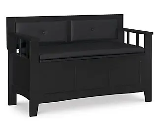 LINON Home Cason Padded Storage Bench W/ Back & Arm Rests