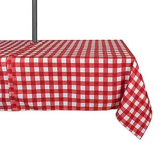 DESIGN IMPORTS Check Outdoor Tablecloth W/ Zipp Er 60' X 84