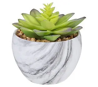 NORTHLIGHT 4' Artificial Succulent In Faux Marb Le Pot