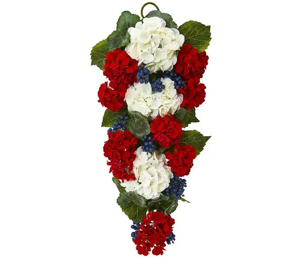 NEARLY NATURAL 26' Geranium And Blueberry Teardrop Nearly N Atural